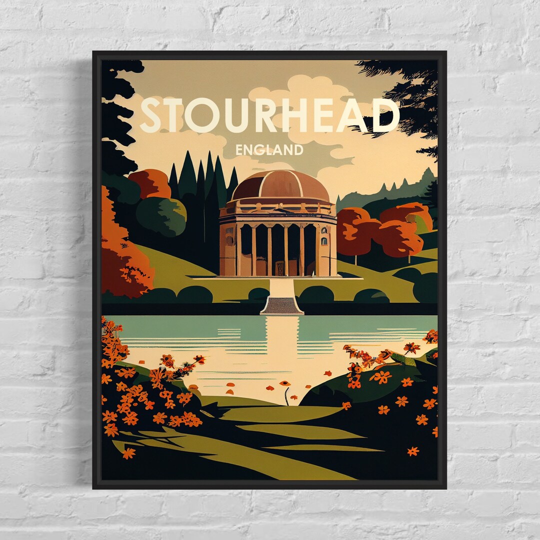 Stourhead England Retro Art Print, Stourhead England Wall Art ...