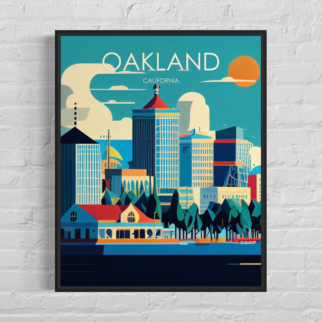 Oakland California Retro Art Print, Oakland Wall Art Illustration ...