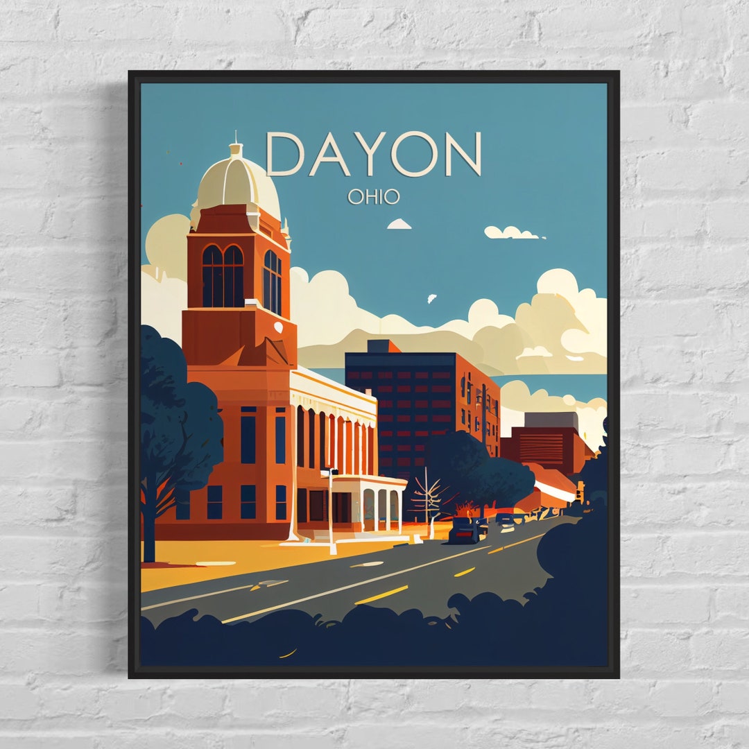 Dayton Ohio Retro Art Print Dayton Wall Art Illustration - Etsy