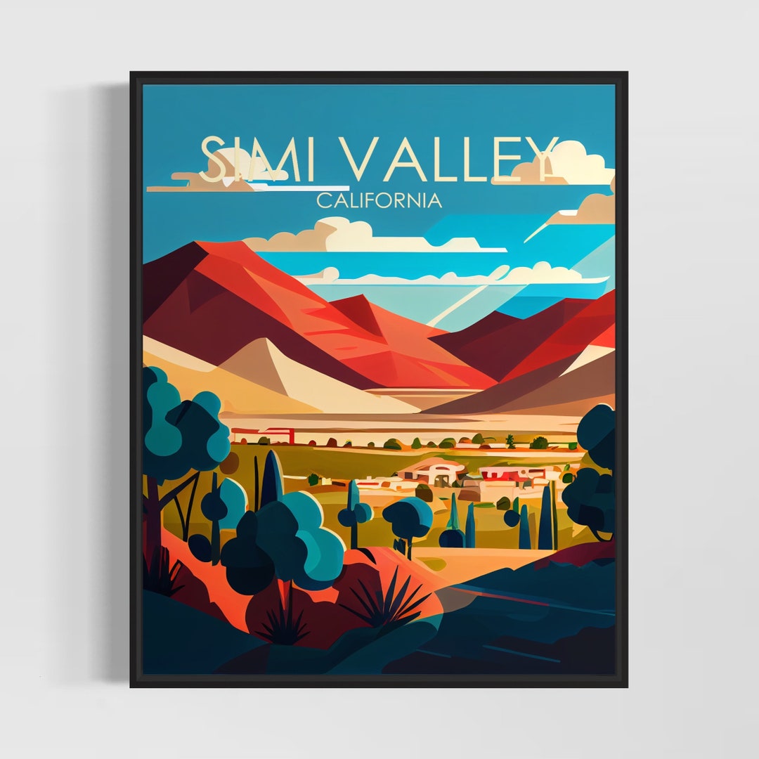 Simi Valley California Retro Art Print, Simi Valley Art Illustration ...