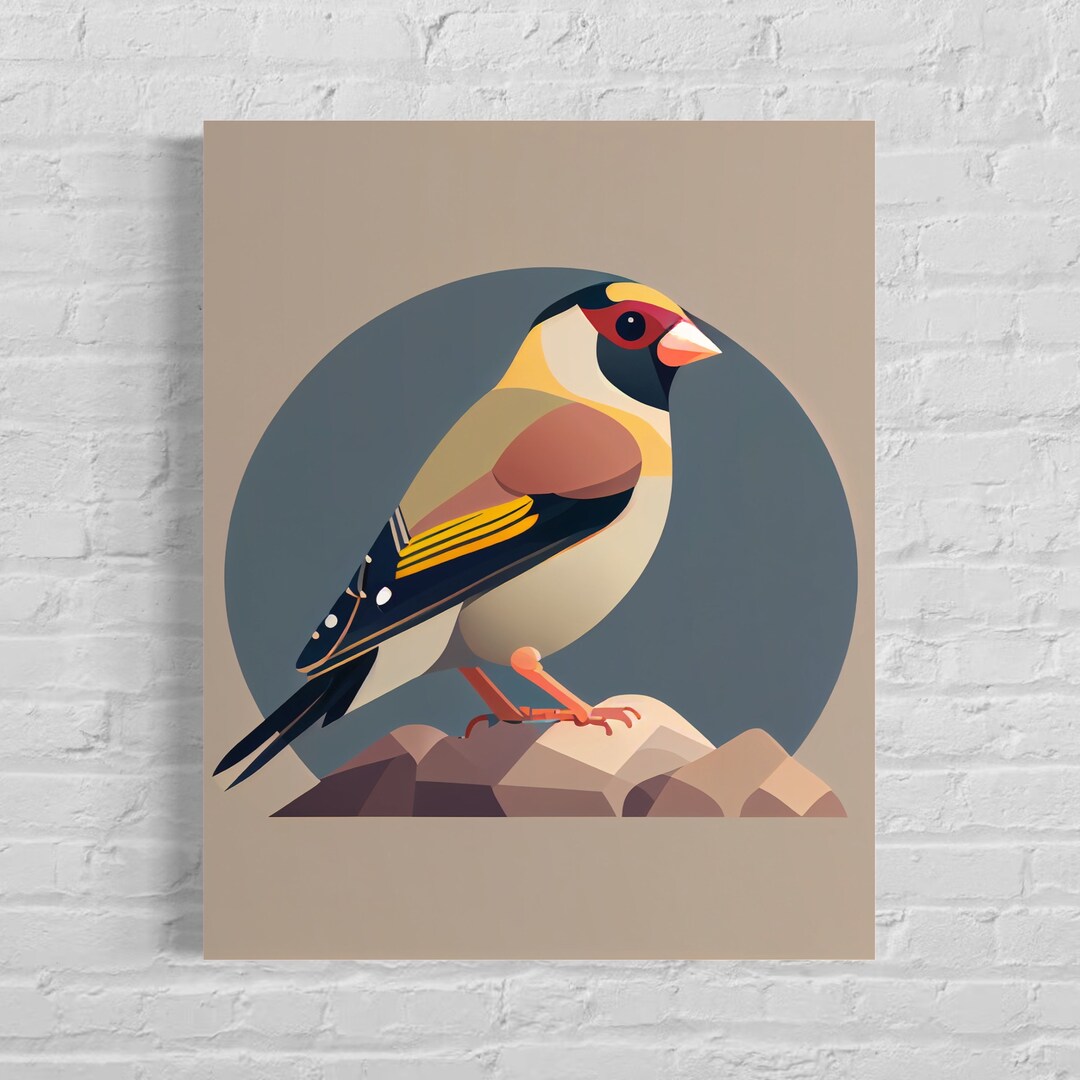 Goldfinch Retro Art Print, Goldfinch Illustration, Goldfinch Vintage ...
