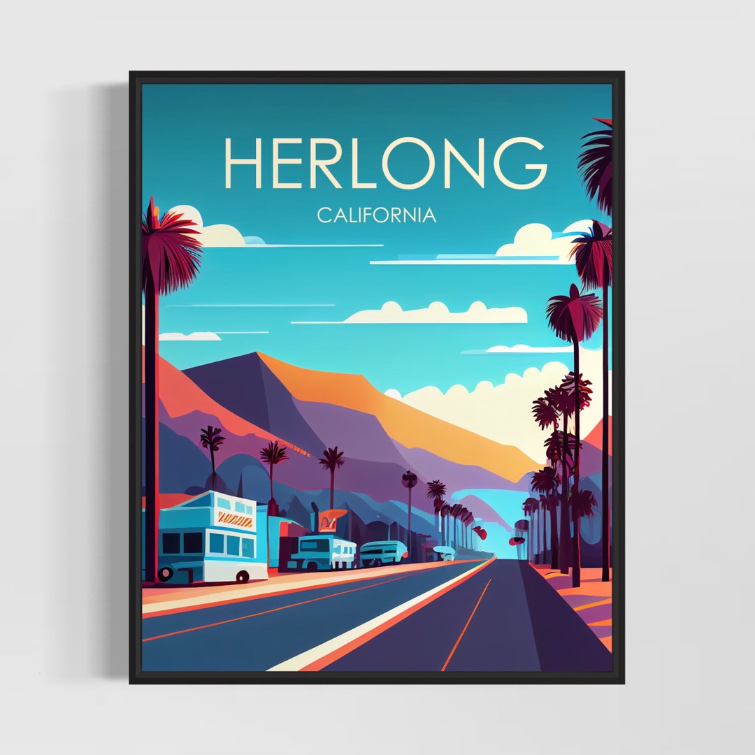 Herlong California Retro Art Print, Herlong Art Illustration, Herlong ...