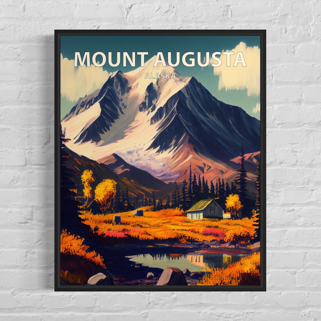 Mount Augusta Alaska Retro Art Print, Mount Augusta Wall Art Painting, Mount Augusta Vintage ...