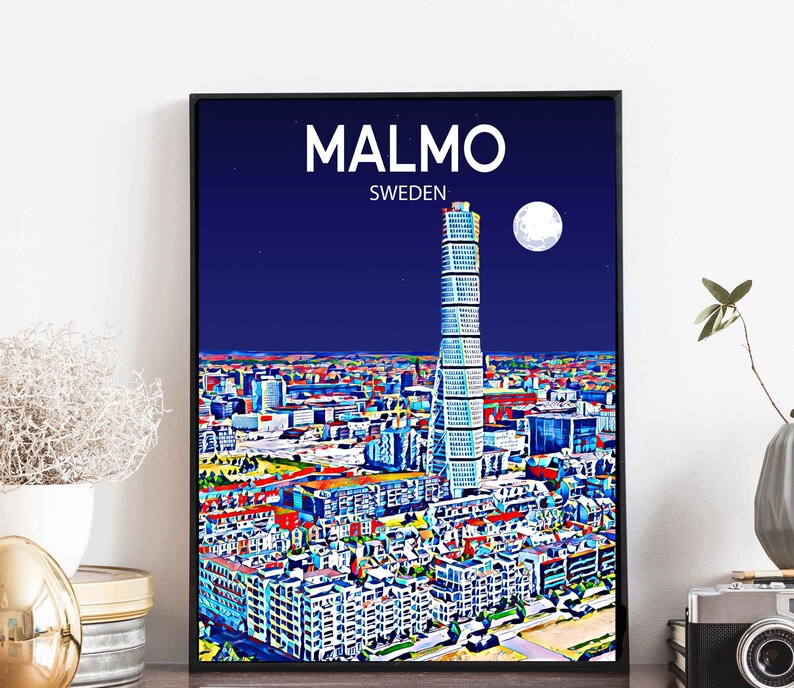 Malmo Sweden Art Poster Sunset / Night Poster Art Print Malmo - Etsy
