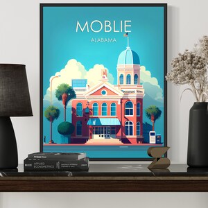 Mobile Alabama Retro Art Print, Mobile Wall Art Illustration, Mobile ...