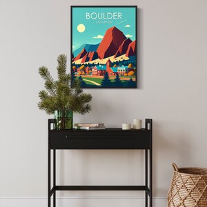 Boulder Colorado Retro Art Print, Boulder Wall Art Illustration ...