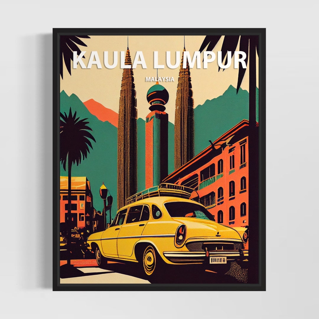Kuala Lumpur Retro Art Print, Kuala Lumpur Wall Art Illustration, Kuala ...
