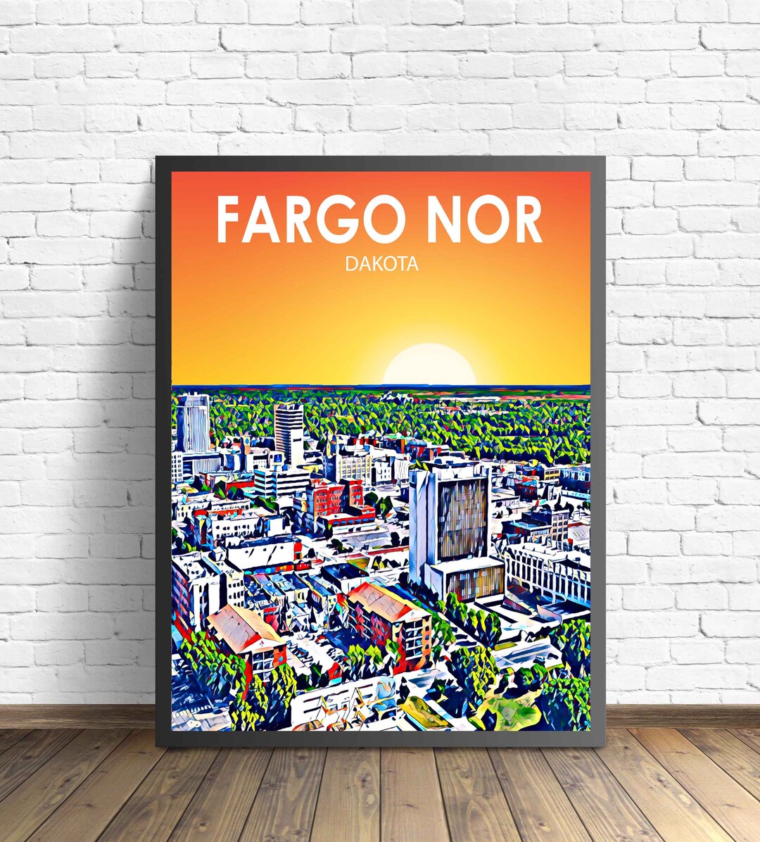 Fargo nor Dakota Art Poster Sunset Landscape Poster Print, Fargo nor ...