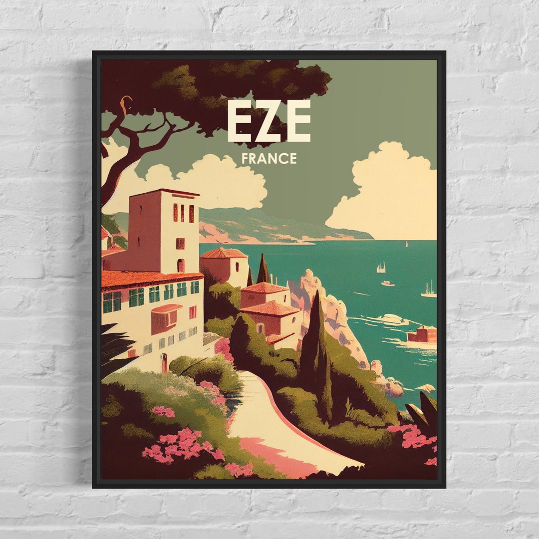 Eze France Retro Art Print, Eze France Wall Art Illustration, Eze ...