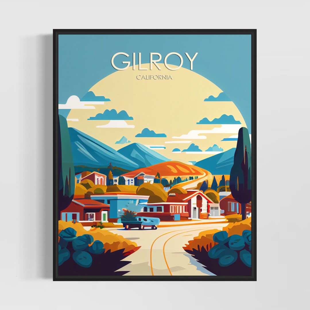 Gilroy California Retro Art Print, Gilroy Art Illustration, Gilroy ...