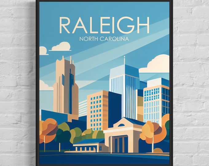 Raleigh NC, North Carolina, City of Oaks, Travel Poster Style Postcard ...