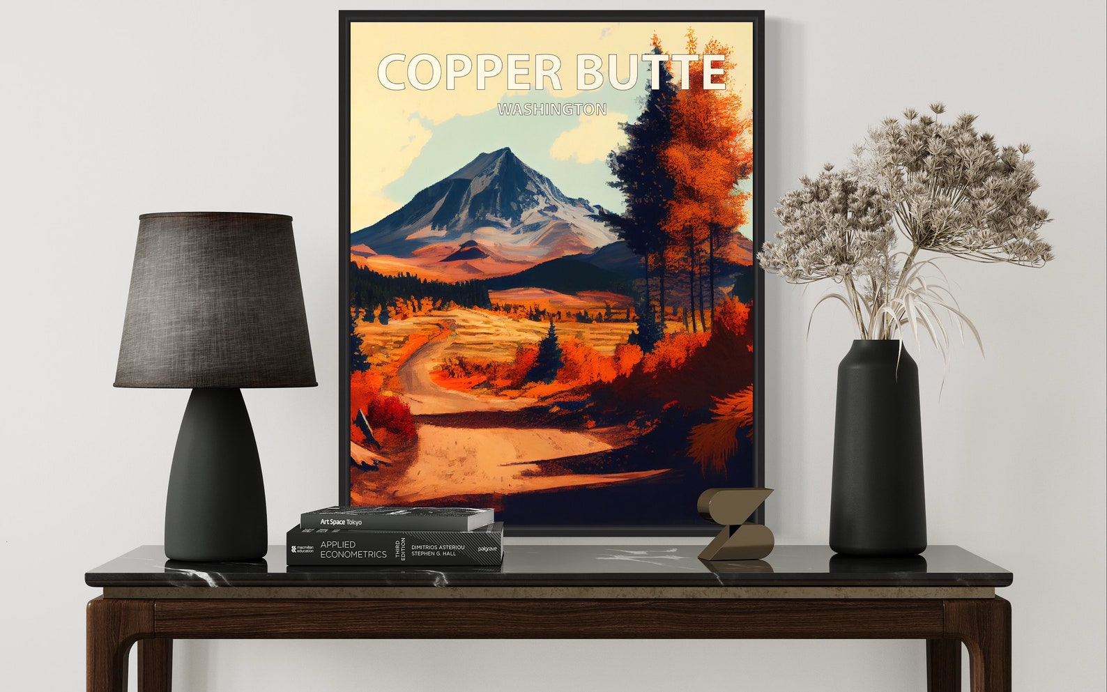 Copper Butte Washington Retro Art Print, Copper Butte Wall Art Painting ...
