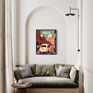 Delhi Retro Art Print, Delhi Wall Art Illustration, Delhi Vintage ...