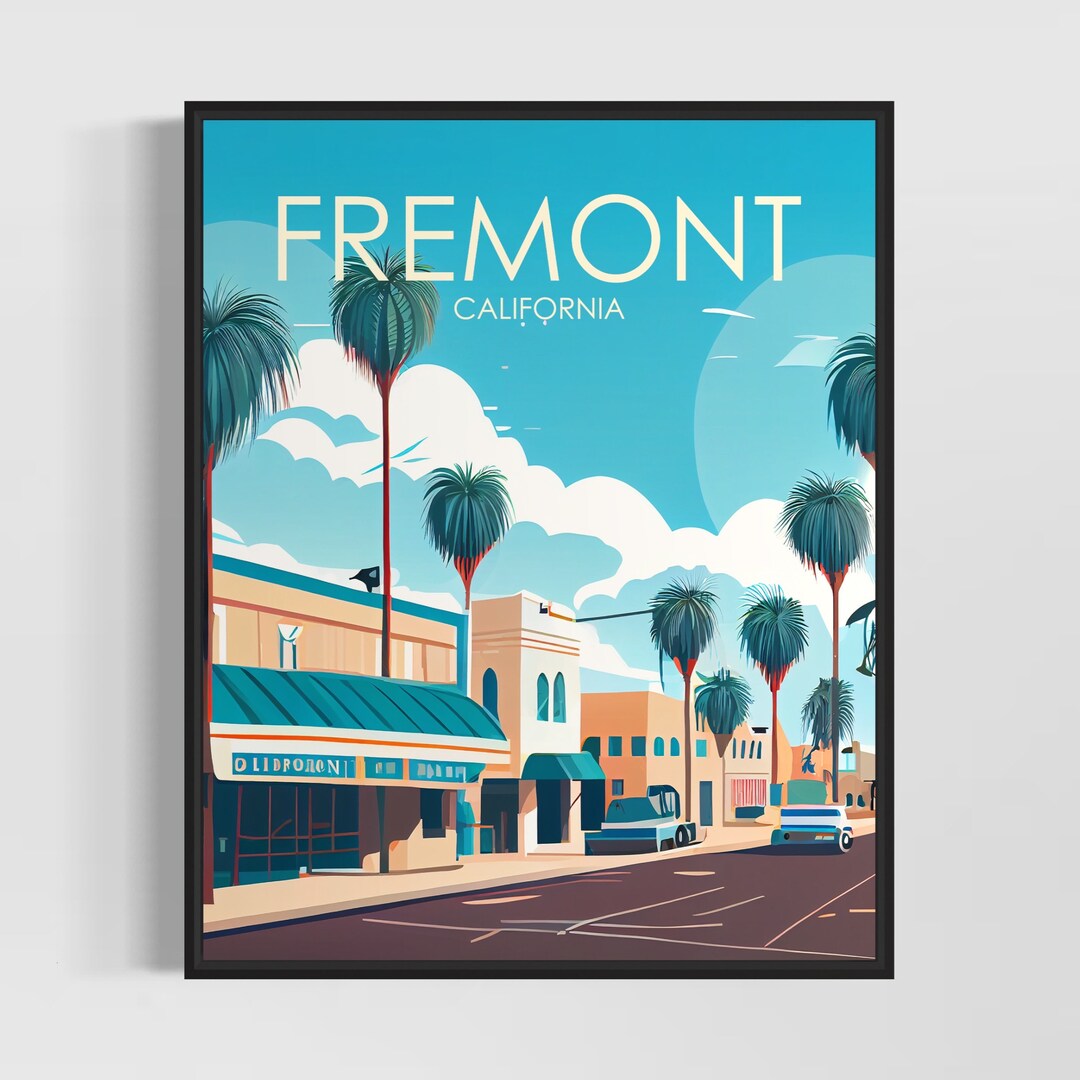 Fremont California Retro Art Print, Fremont Art Illustration, Fremont ...