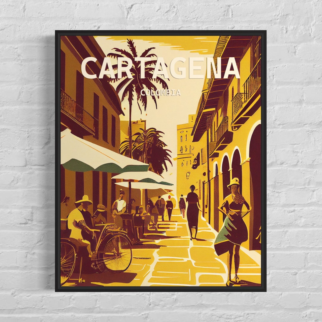 Cartagena Retro Art Print, Cartagena Wall Art Illustration, Cartagena ...