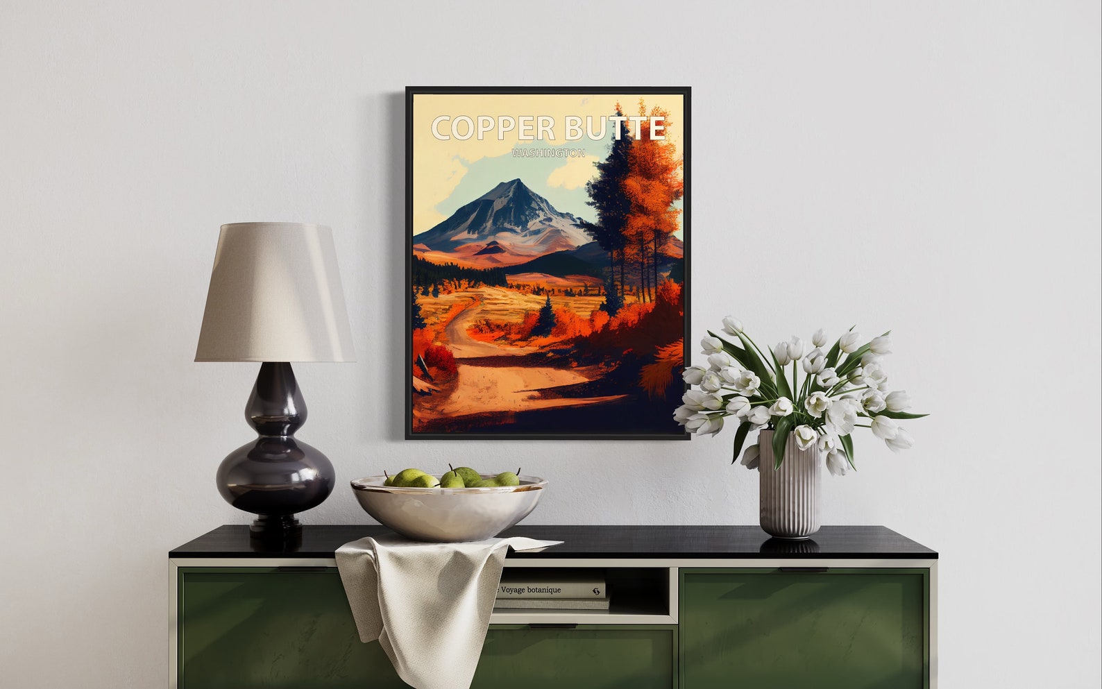 Copper Butte Washington Retro Art Print, Copper Butte Wall Art Painting ...