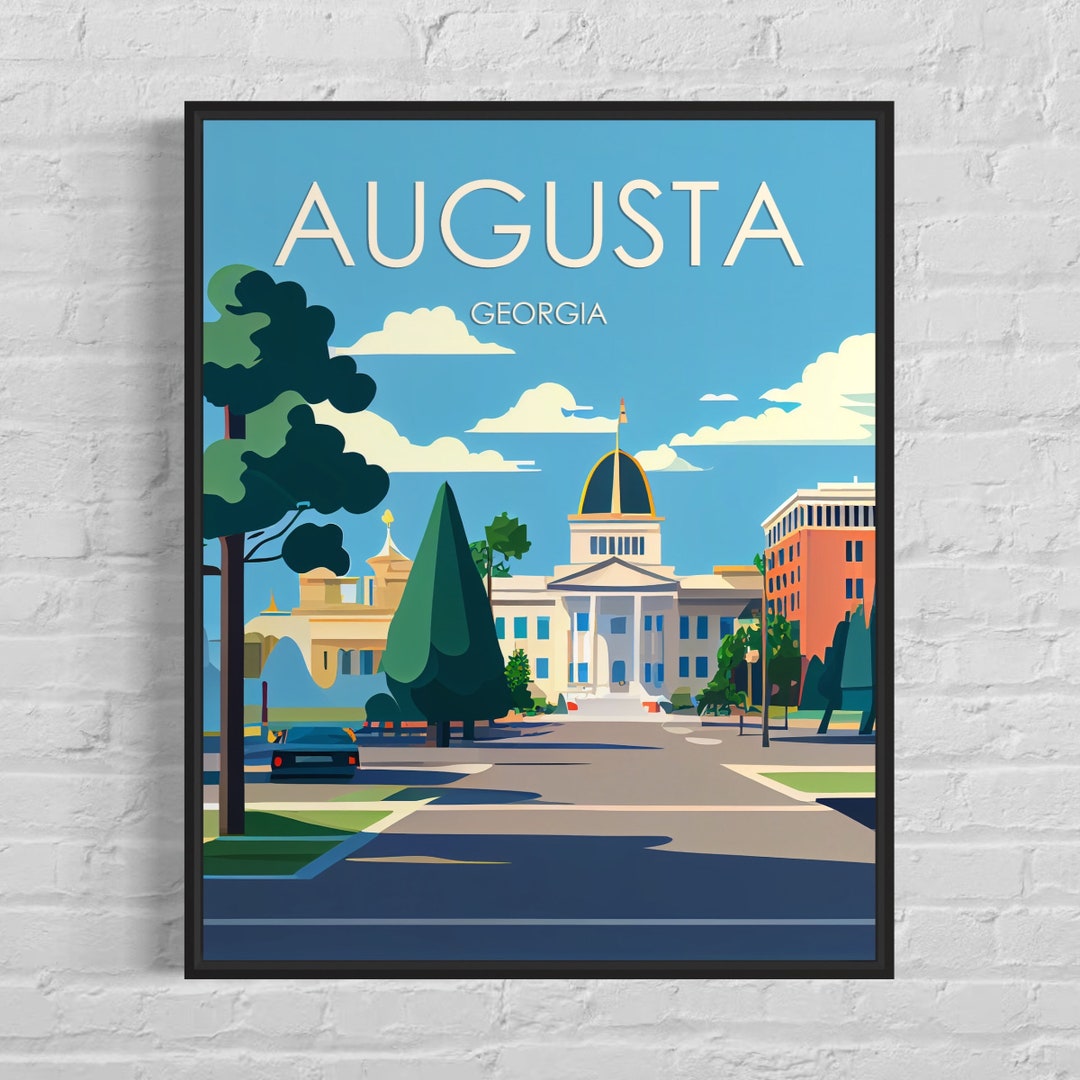 Augusta Georgia Retro Art Print, Augusta Wall Art Illustration, Augusta ...