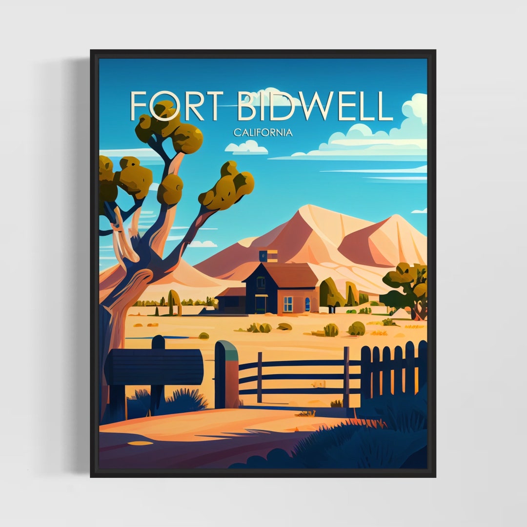 Fort Bidwell California Retro Art Print, Fort Bidwell Art Illustration ...