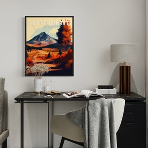 Copper Butte Washington Retro Art Print, Copper Butte Wall Art Painting ...
