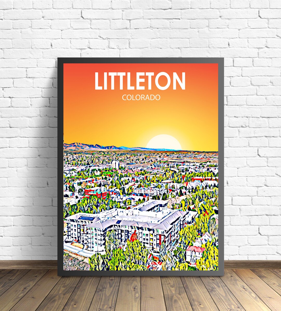 Littleton CO Art Poster, Colorado Sunset Landscape Poster Print ...