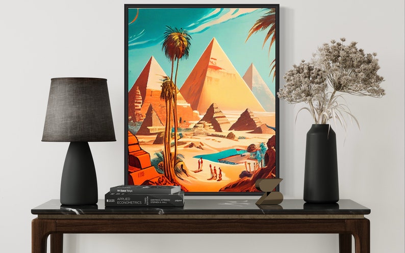 Pyramids of Giza Retro Art Print Pyramids of Giza - Etsy