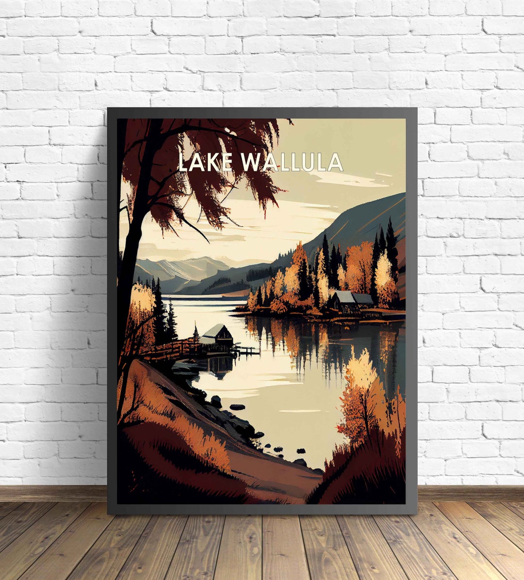 Lake Wallula Oregon Retro Art Print, Lake Wallula Oregon Wall Art ...