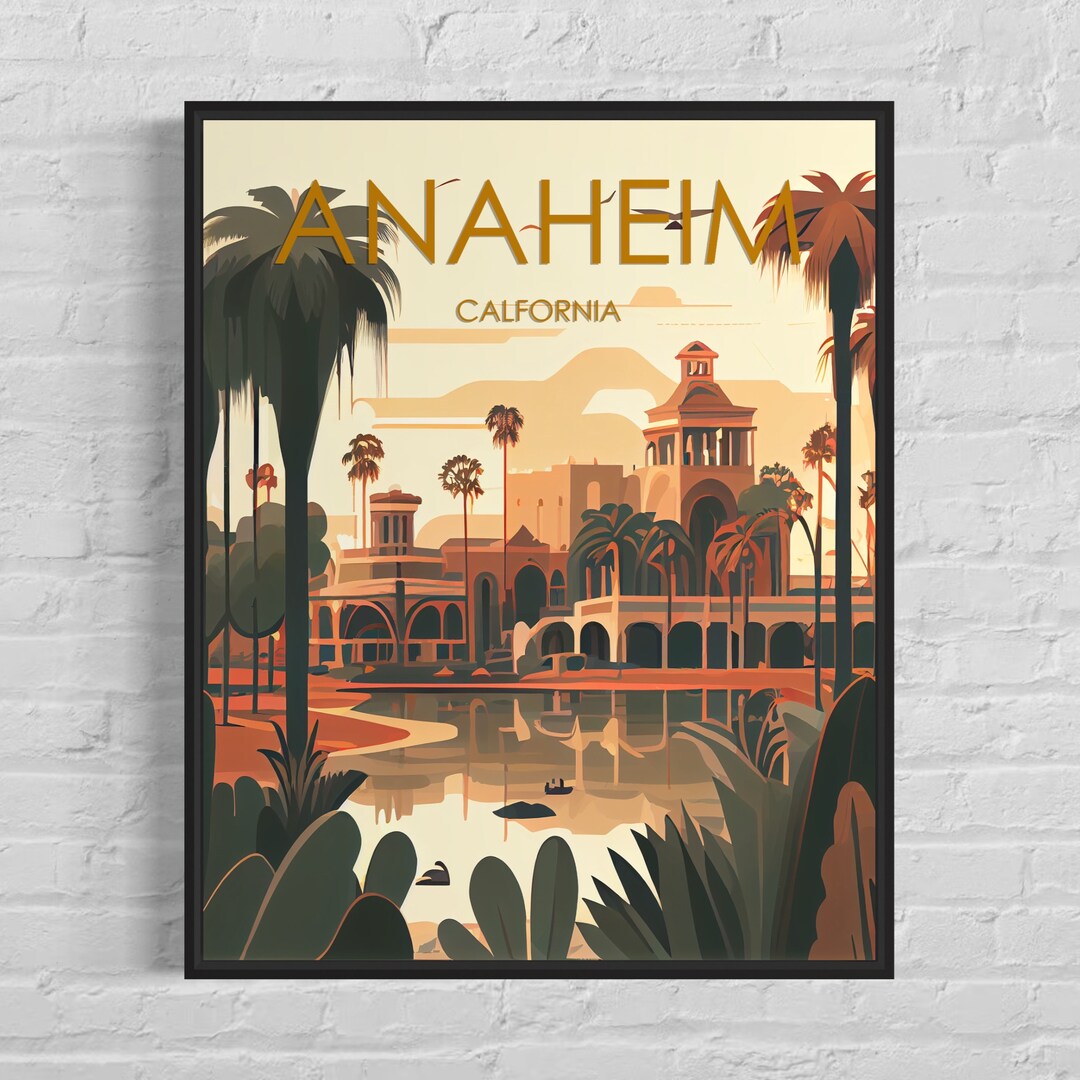 Anaheim California Retro Art Print, Anaheim Wall Art Illustration ...