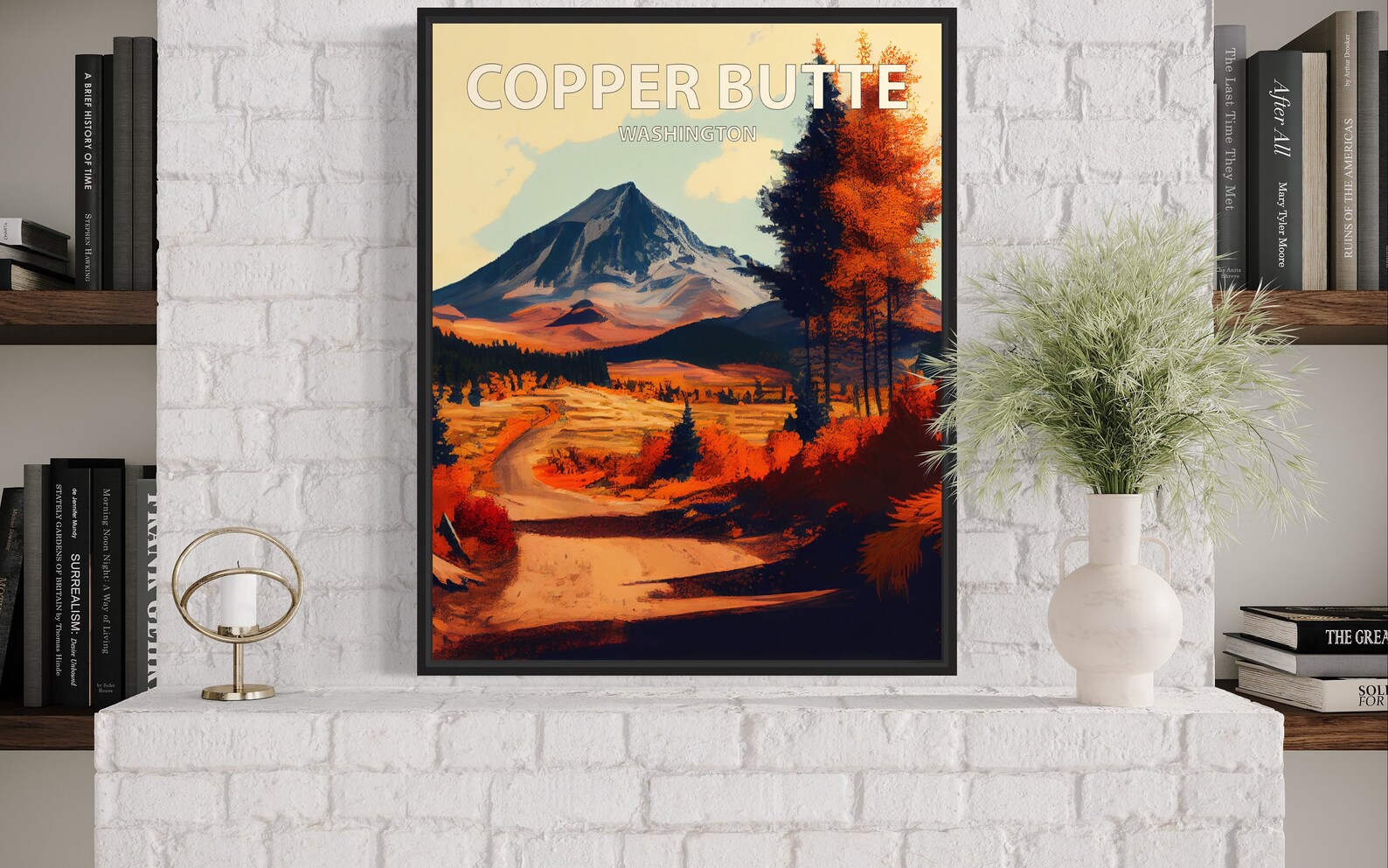 Copper Butte Washington Retro Art Print, Copper Butte Wall Art Painting ...