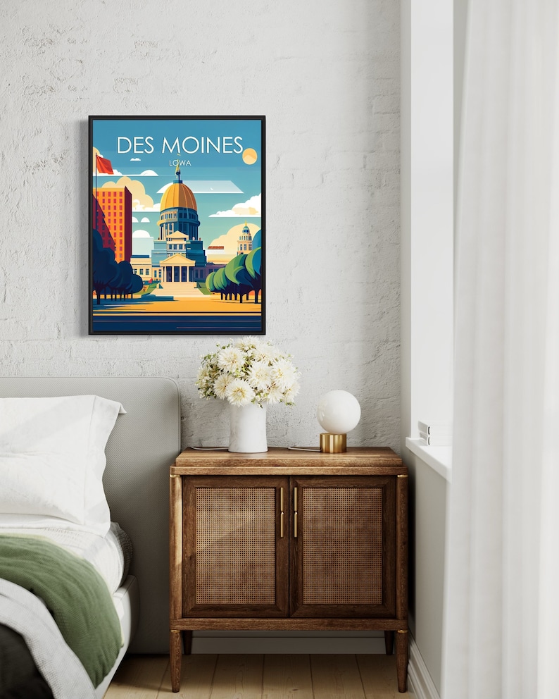 Des Moines Iowa Retro Art Print Des Moines Wall Art - Etsy