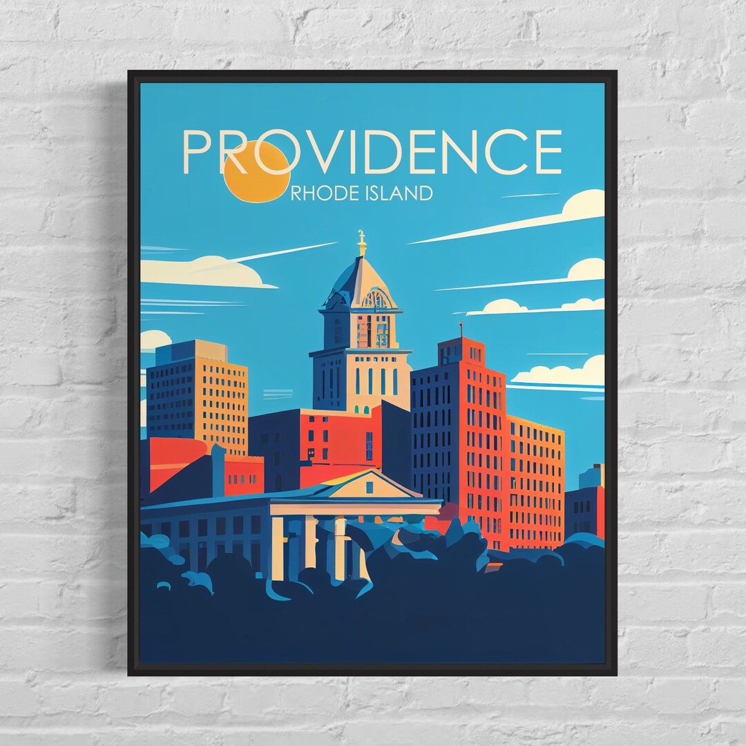 Providence Rhode Island Retro Art Print, Providence Wall Art ...
