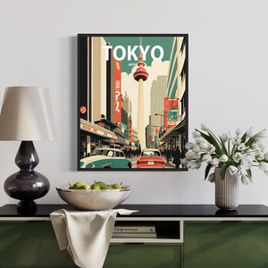 Tokyo Japan Retro Art Print, Tokyo Wall Art Illustration, Tokyo Vintage ...