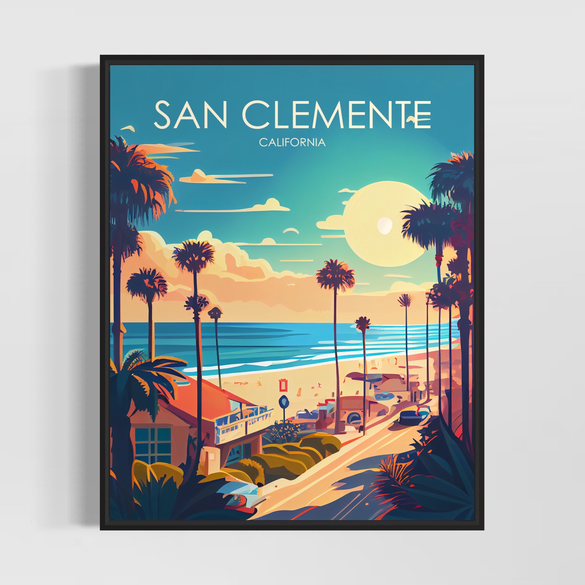 San Clemente California Retro Art Print San Clemente Art - Etsy