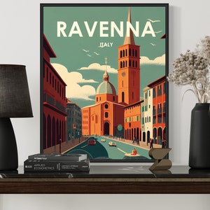 Ravenna Italy Retro Art Print, Ravenna Italy Wall Art Illustration ...