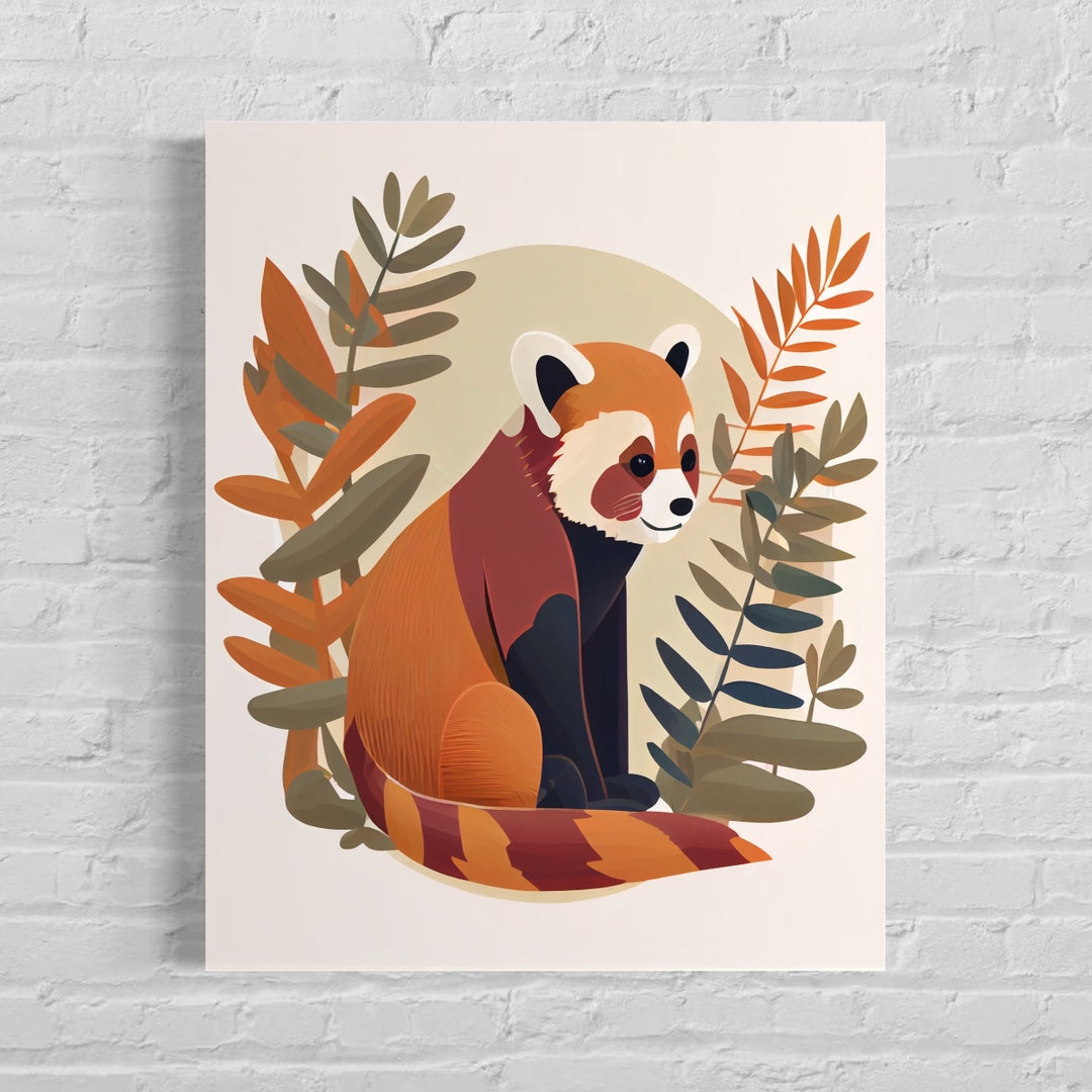 Red Panda Retro Art Print, Red Panda Illustration, Red Panda Vintage ...