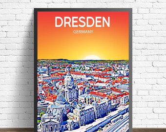 Dresden Germany City Skyline Poster Print Art - Etsy