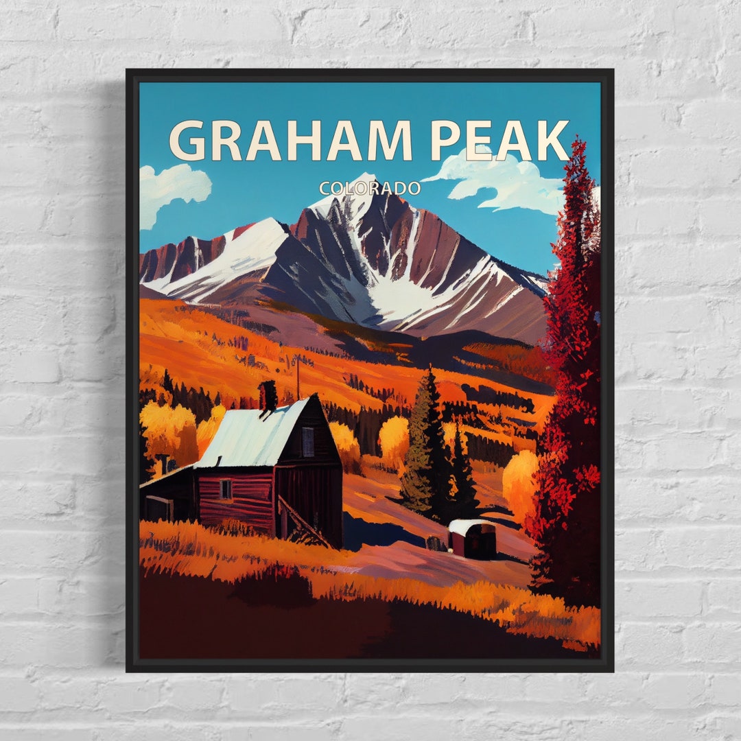 Graham Peak Colorado Retro Art Print, Graham Peak Wall Art Painting ...
