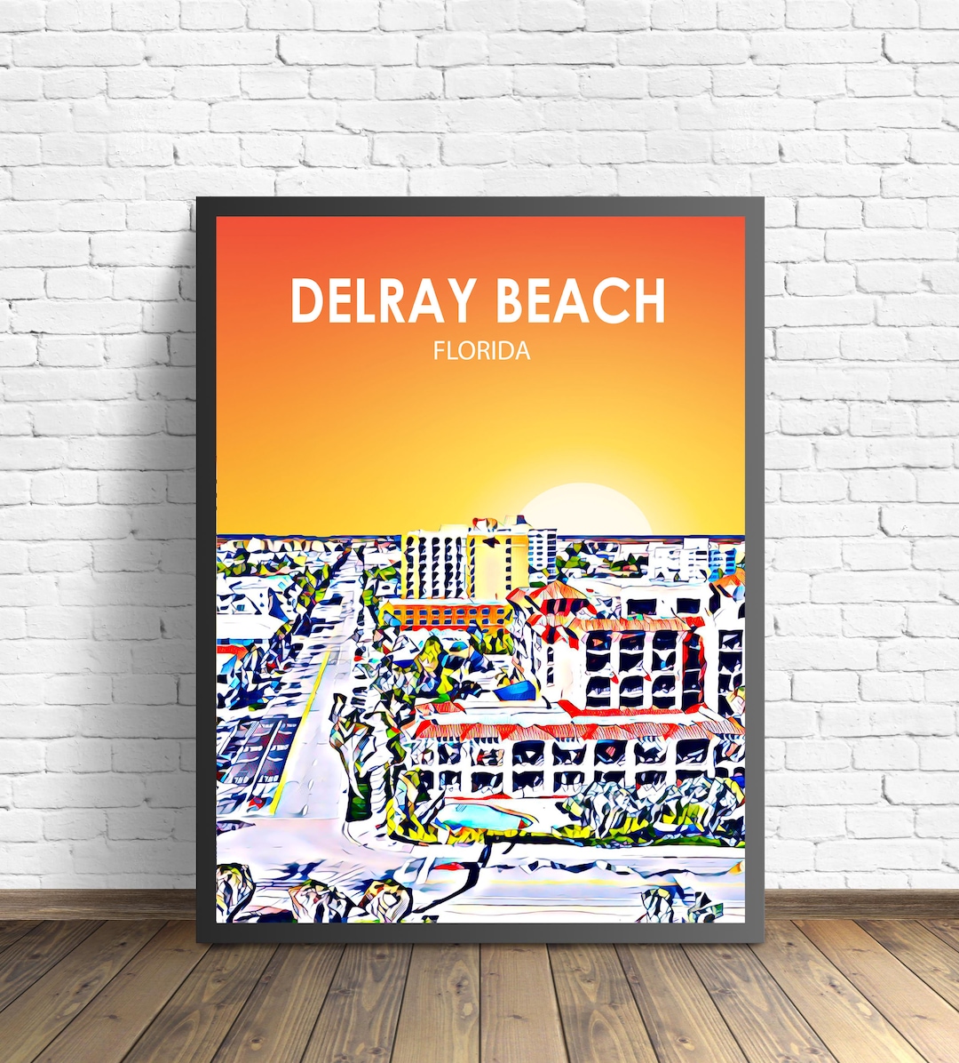 Delray Beach FL Art Poster, Florida Sunset Landscape Poster Print ...