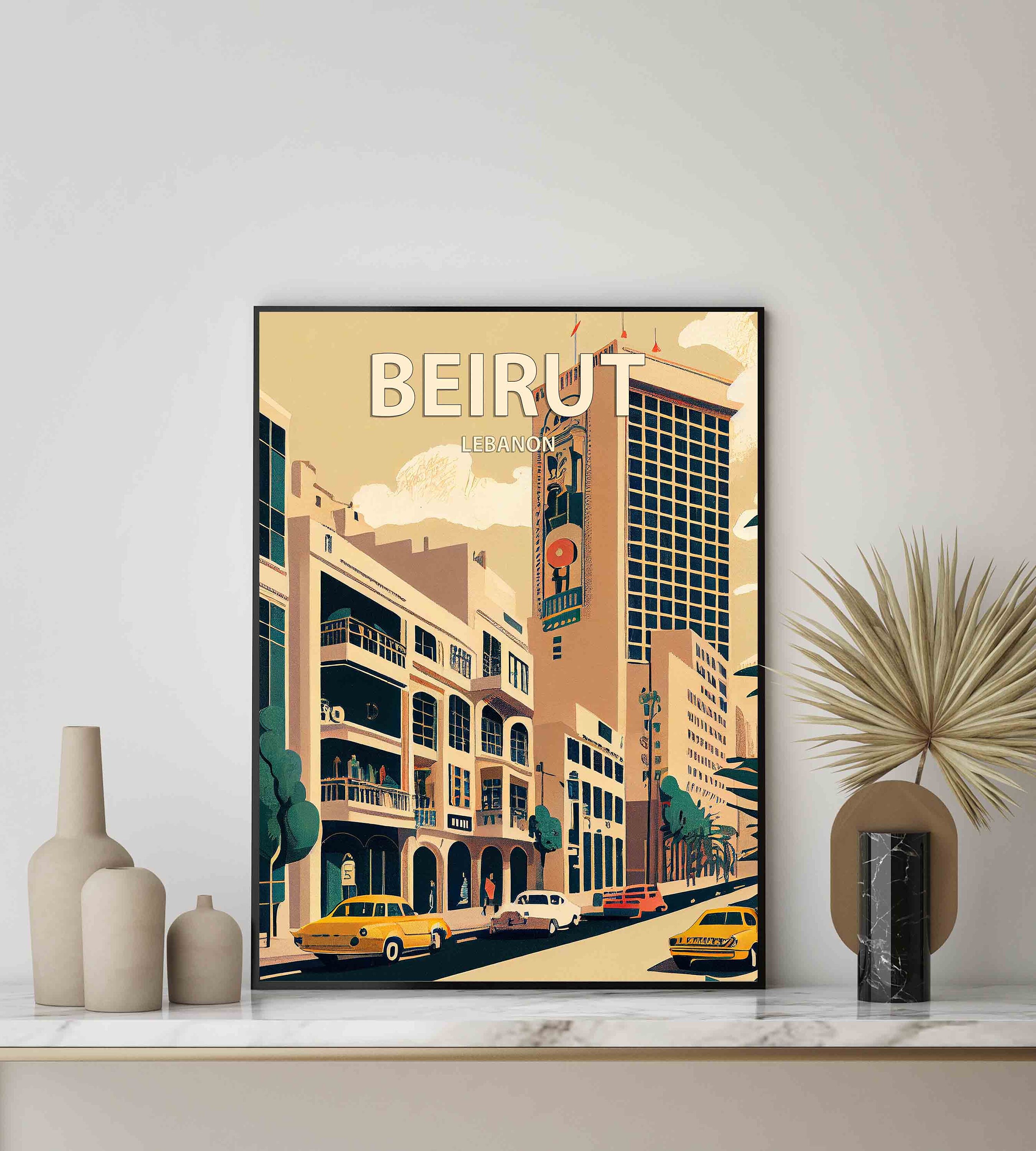 Beirut Lebanon Retro Art Poster sold by Ece Kalabak | SKU 310913 ...