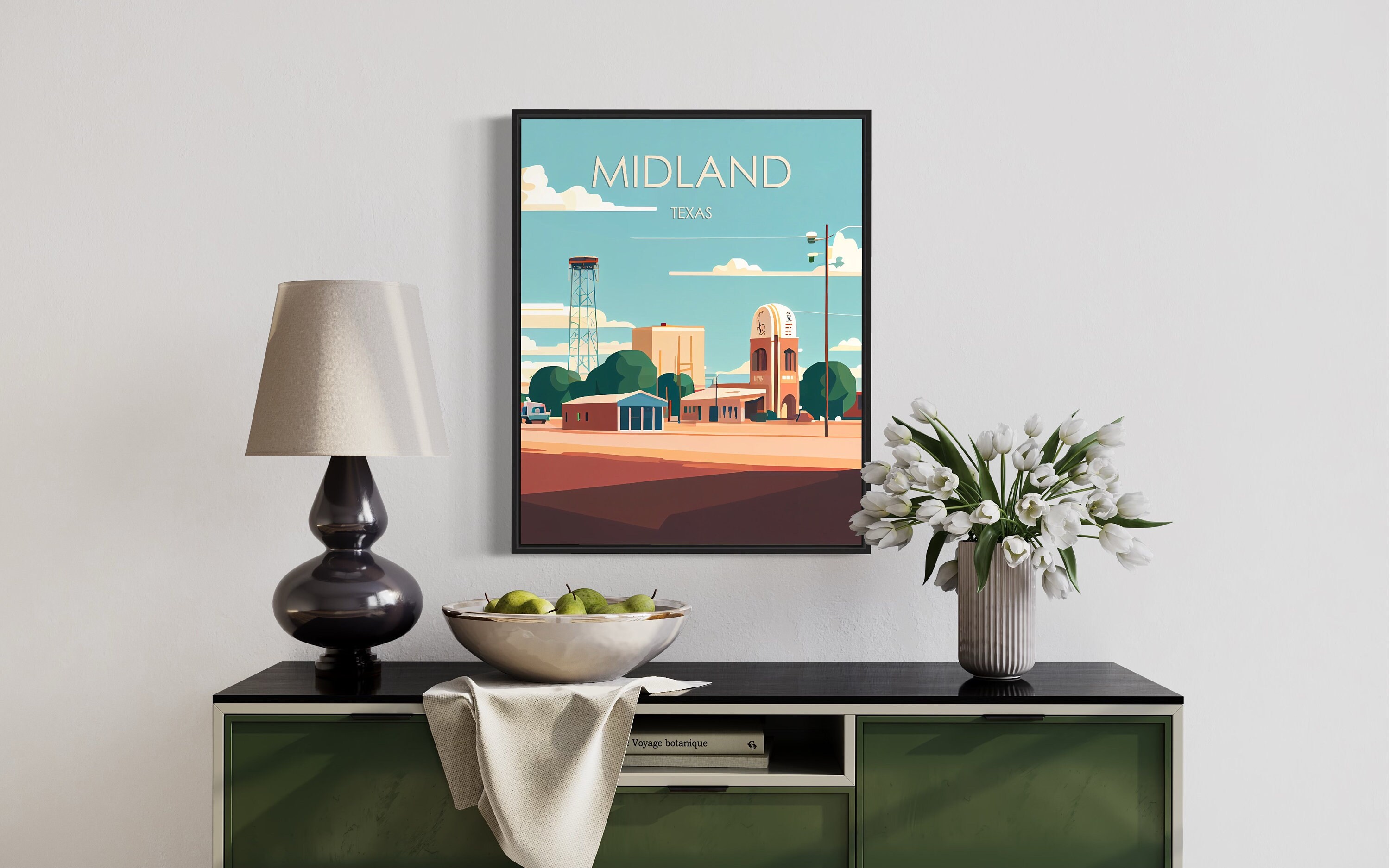 Midland Texas Retro Art Print Midland Wall Art Illustration - Etsy