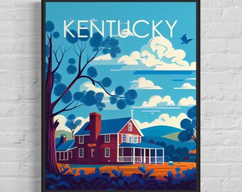 Kentucky Travel Poster, Kentucky Horse Racing Poster, Kentucky Vintage ...