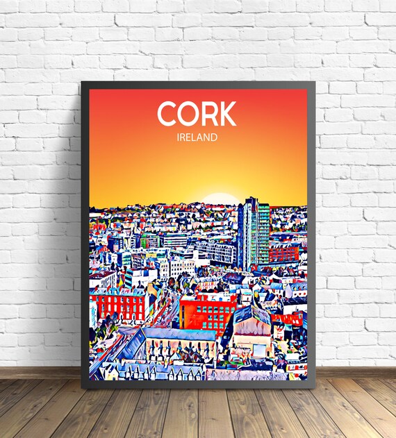 Cork Ireland Art Poster Sunset / Night Poster Art Print Cork - Etsy
