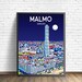 Malmo Sweden Art Poster Sunset / Night Poster Art Print, Malmo City ...