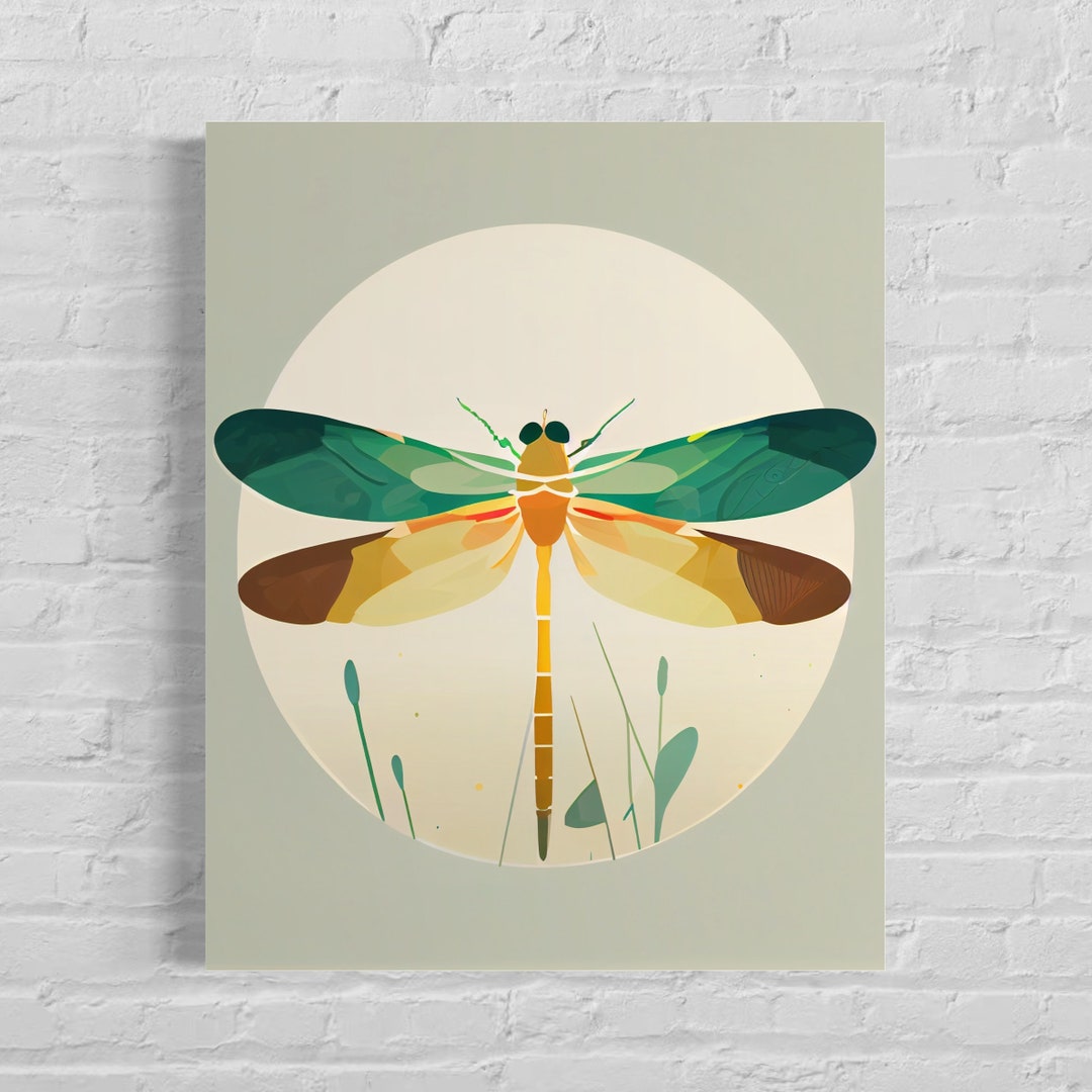 Dragonfly Retro Art Print, Dragonfly Illustration, Dragonfly Vintage ...