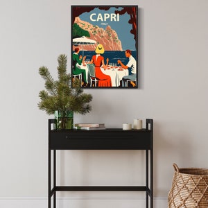 Capri Italy Retro Art Print, Capri Wall Art Illustration, Capri Vintage ...