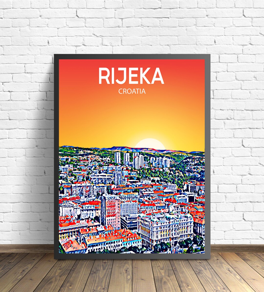 Rijeka Croatia Art Poster Sunset / Night Poster Art Print, Rijeka City ...