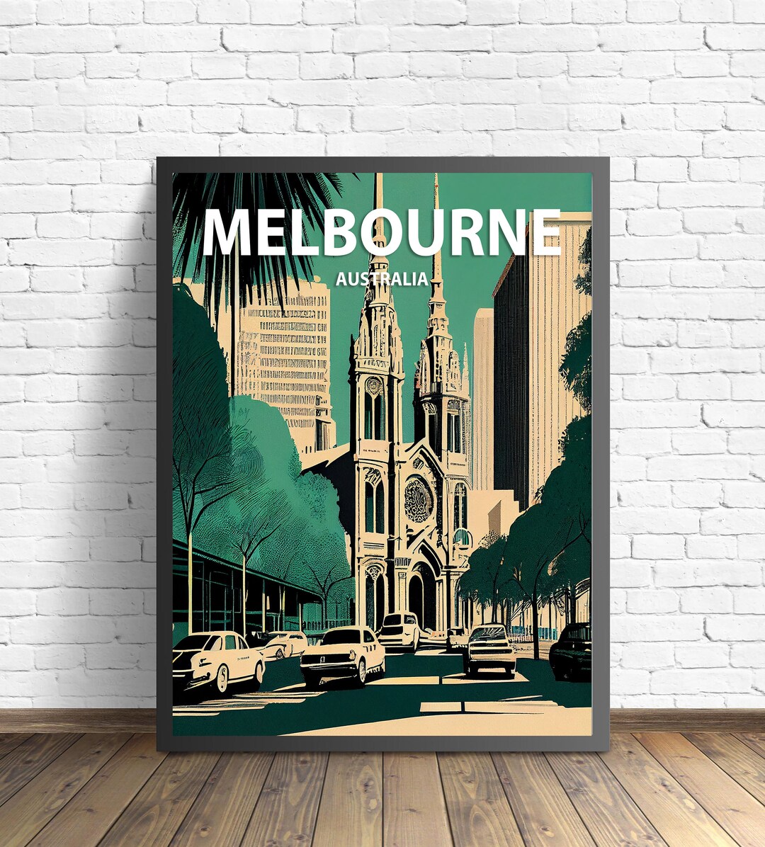 Melbourne Australia Retro Art Print, Melbourne Wall Art Illustration ...