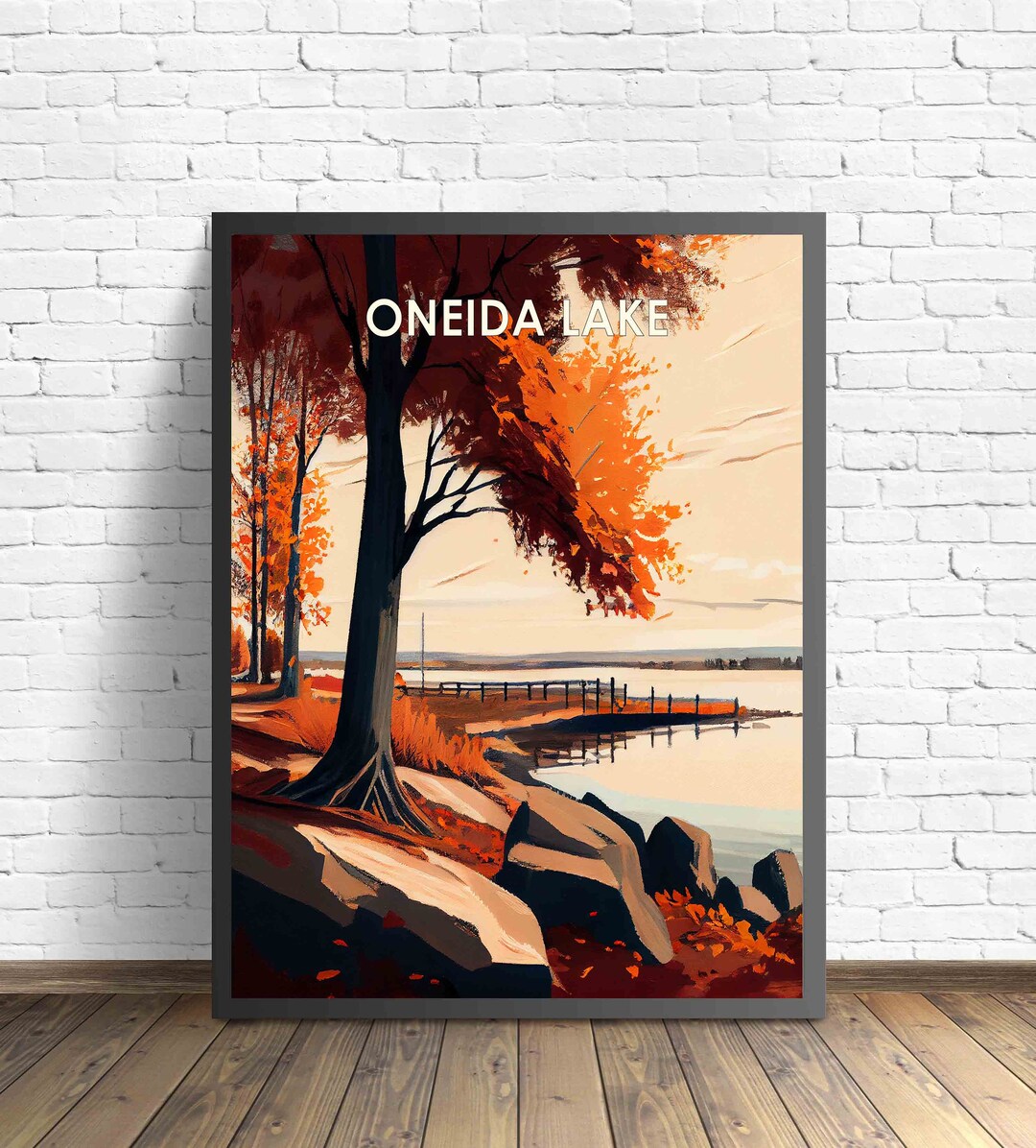 Oneida Lake New York Retro Art Print, Oneida Lake New York Wall Art ...
