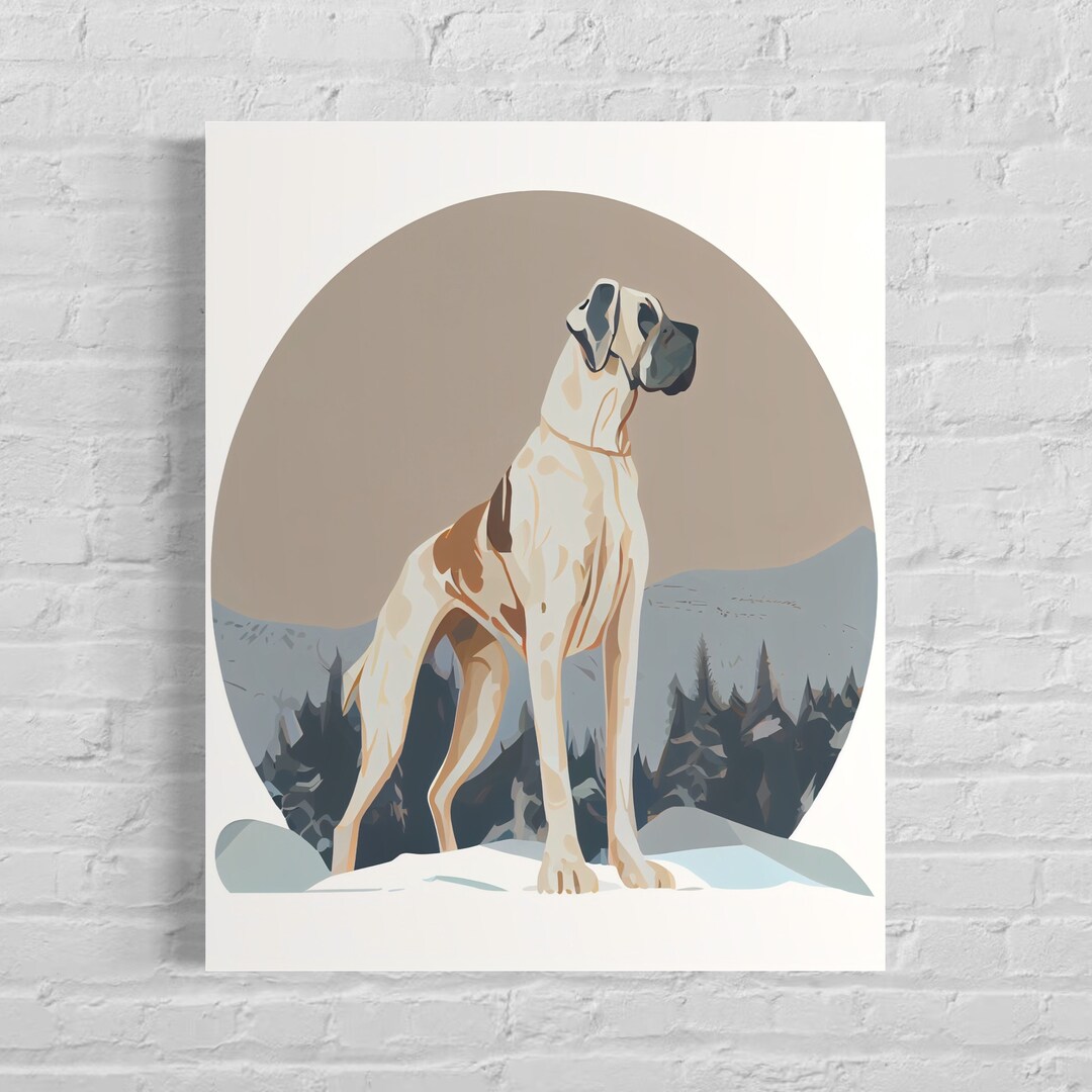 Great Dane Retro Art Print, Great Dane Illustration, Great Dane Vintage ...