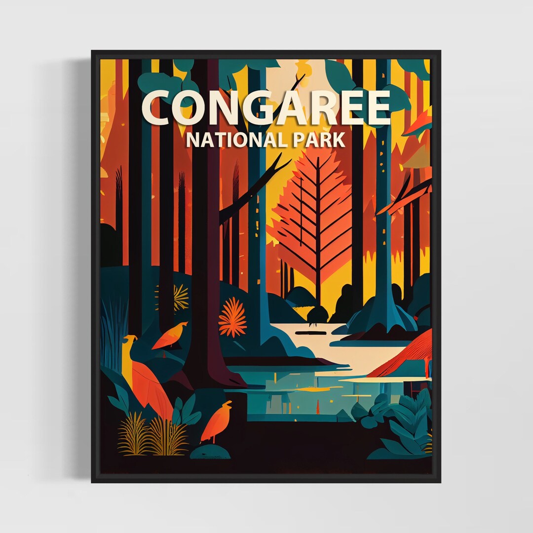 Congaree National Park Retro Art Print, Congaree National Park ...