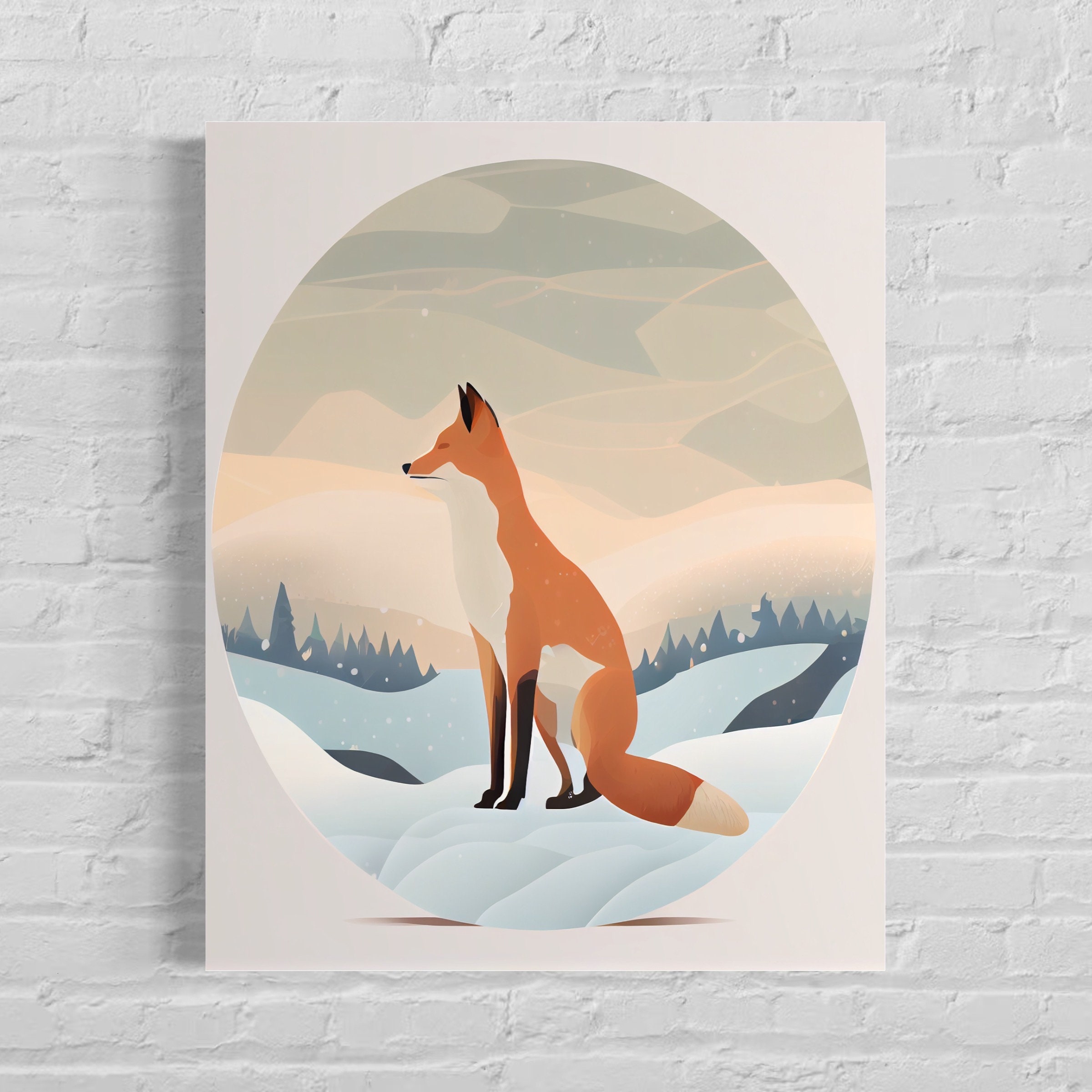 Fox Retro Art Print Fox Illustration Fox Vintage Minimal - Etsy